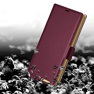 Fingic for Samsung Note 10 Case,Note 10 Wallet Case,PU Leather Wallet Case 2 ID &Credit Cards Slots Holder Side Pocket Kickstand Feature Flip Case Cover for Samsung Galaxy Note 10 6.3"(2019)-Wine Red