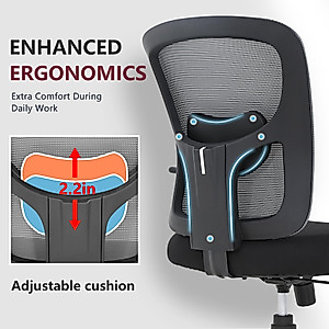 Big and Tall Office Chair 400lbs Desk Chair Mesh Computer Chair with Lumbar Support Wide Seat Adjust Arms Rolling Swivel High Back Task Executive Ergonomic Chair for Home Office (Grey)