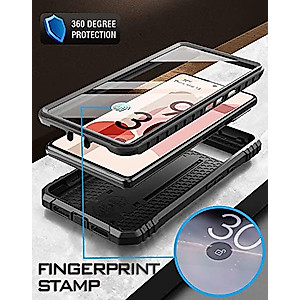 Poetic Revolution Case for Google Pixel 6 5G, Built-in Screen Protector Work with Fingerprint ID, Full Body Rugged Shockproof Protective Cover Case with Kickstand, Black