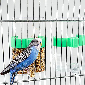 Parakeet Water Dispenser Bird Cage - No Mess Parrot Feeder Parakeet Food Parakeet Cage Accessories Automatic Feeding Waterer for Birds Parrot Finch Canaries (2Pcs) Clear