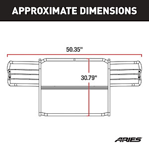 ARIES 1050 1-1/2-Inch Black Steel Grille Guard, No-Drill, Select Jeep Wrangler