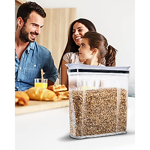 FreshKeeper Cereal Containers Storage Set, Airtight Food Storage Container with Lid 4L/135.2oz,4PCS BPA-FREE Plastic Pantry Organization Canisters for Rice Cereal Flour Sugar Dry Food in Kitchen