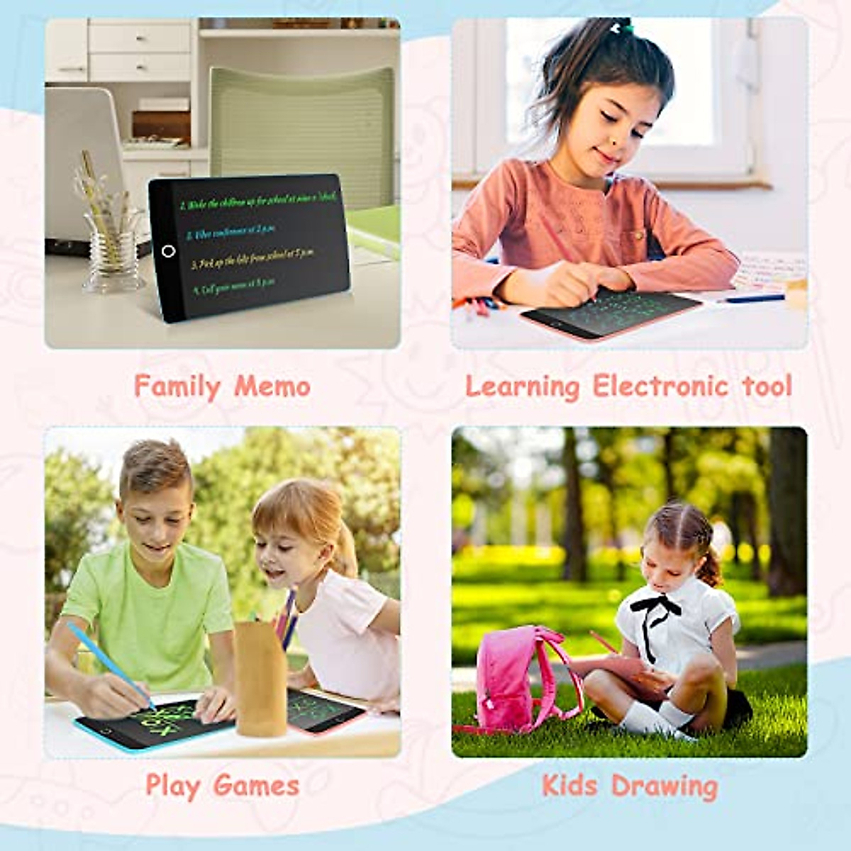 2 Pack LCD Writing Tablet, 8.5 Inch Electronic Drawing Pad, Colorful Toddler Doodle Board,Educational Learning Gifts for Kids Age 3 4 5 6 7 8 Years Old Girls Boys (Blue+Pink)