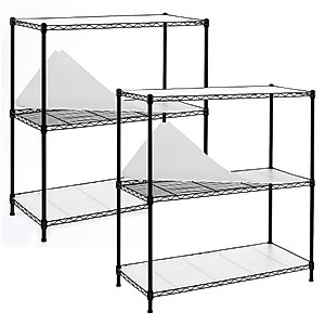 EZPEAKS 2-Pack 3-Shelf Shelving Unit with 3-Shelf Liners, 36" W X 16" D X 36" H Adjustable Rack, Steel Wire Shelves, Shelving Units and Storage for Laundry Bathroom Kitchen Pantry Closet, Black