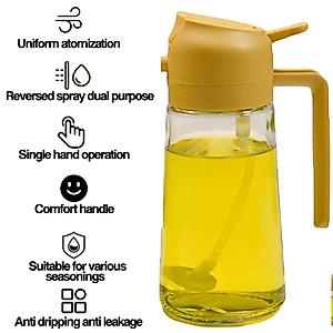 16oz Oil Dispenser Bottle - 2 in 1 Olive Oil Dispenser Bottle for Kitchen, 470ml Olive Oil Bottle,it's perfect for cooking, salads, and BBQs (Black, 1PCS)