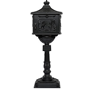 Polar Aurora Mailbox Cast Aluminum Black Mail Box Postal Box Security Heavy Duty New