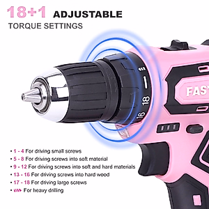 FASTPRO 232-Piece 20V Pink Cordless Lithium-ion Drill Driver and Home Tool Set, Lady's Home Repairing Tool Kit with 12-Inch Wide Mouth Open Storage Tool Bag