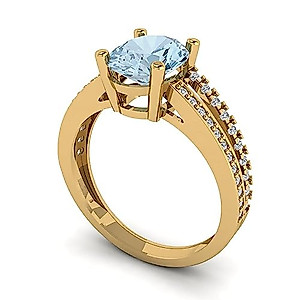 Clara Pucci 2.32 Carat oval cut blue simulated diamond 14k yellow gold engraving bridal engagement wedding ring size 4.5