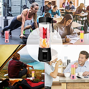 Portable Blender Smoothies Personal Blender Mini Shakes Juicer Cup USB Rechargeable 14oz. (Black)