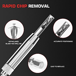 AIMLENTOOL 17pcs VIX Bits Self Centering Drill Bit Set, 1/4" Hex Shank Self Centering Hinge Tapper Core Drill Bit for Woodworking Window Door Hinge with 1 Hex Key & 8 Drill Bits 5/64-1/4"