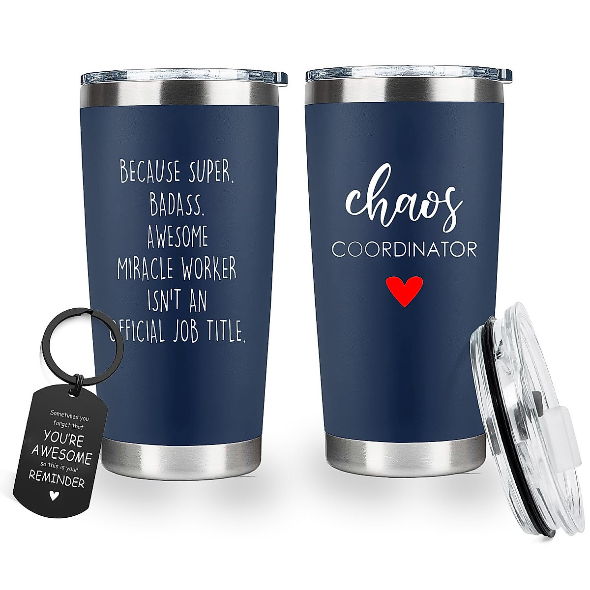CHICKOR Chaos Coordinator Tumbler 20oz - Funny Gifts for Women, Stainless Steel Insulated Cup with Lid & Straw, Travel Mug for Work, Boss, Coworker, Mom, Strong Women Gifts