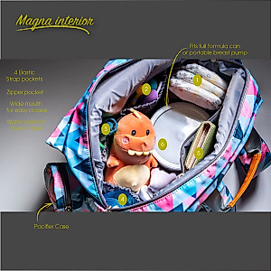 Clamera Diaper Bag Backpack – 5-in-1 Magna Travel Back Pack – Extra Large Diaper Bag with Changing Pad, Diaper Pouch, Pacifier Pouch & Stroller Hangers