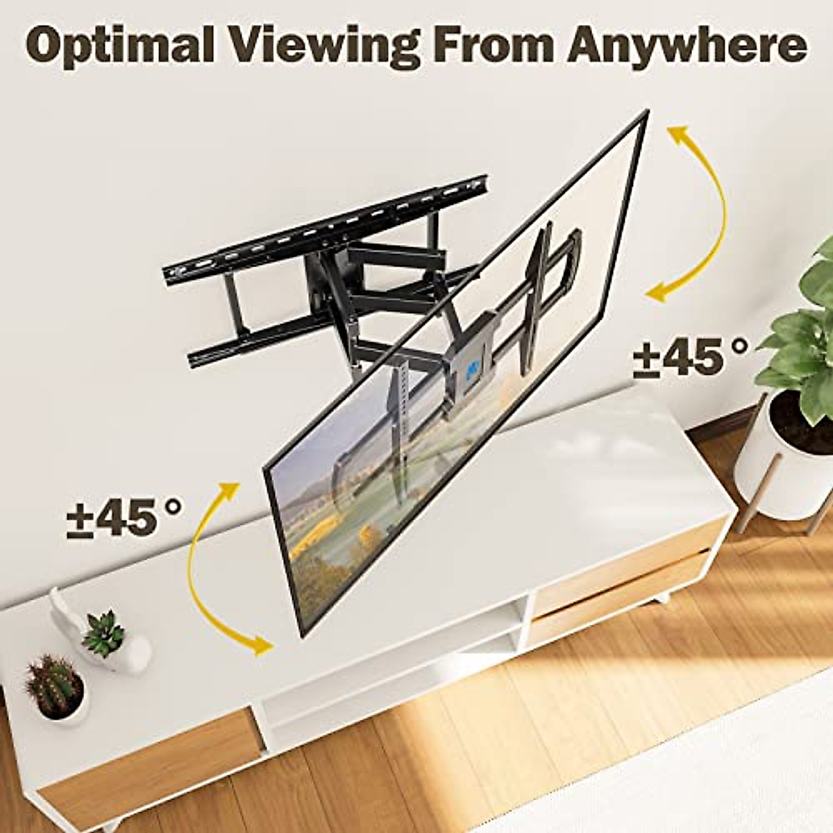Mounting Dream UL Listed TV Wall Mount for Most 42-84” TVs, Premium Ball Bearings Design for Ultra-Slim TV’s Smooth Moving, Full Motion TV Mount with Articulating Arm, Max VESA 600x400mm and 100LBS
