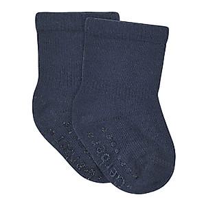 Gerber Kids' 8-Pack Wiggle-Proof Jersey Crew Socks, Navy, 6-12 Months
