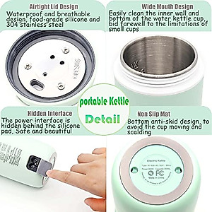 Portable Electric Kettle, Small Mini Electric Kettle Travel Electric Tea Coffee Kettle, Personal Hot Water kettle with 3 Variable Presets, Auto Shut-Off & Boil Dry Protection-350ml Portable Kettle