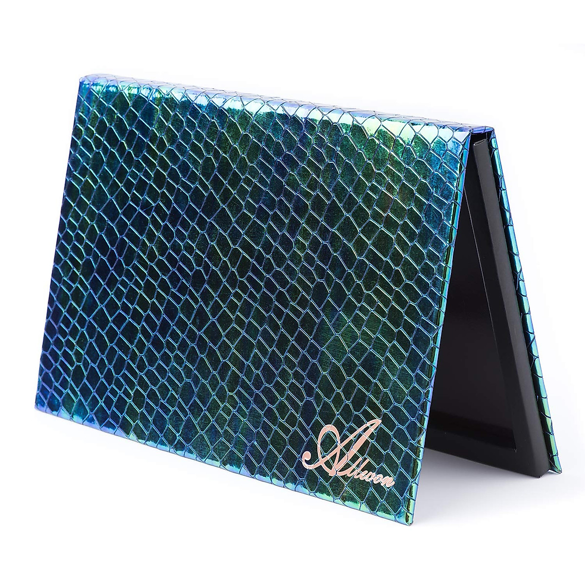 Allwon Magnetic Palette Mermaid Empty Makeup Palette with Mirror and 30Pcs Adhesive Empty Palette Metal Stickers for Eyeshadow Lipstick Blush Powder (Green)