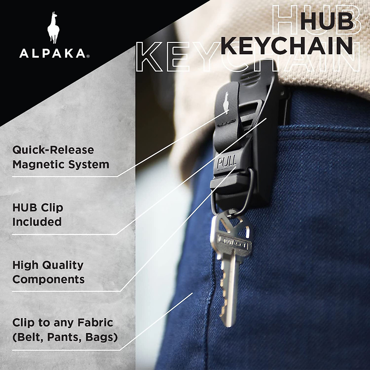 ALPAKA HUB Keychain | Quick Release Magnetic System | Secure and Functional Clip