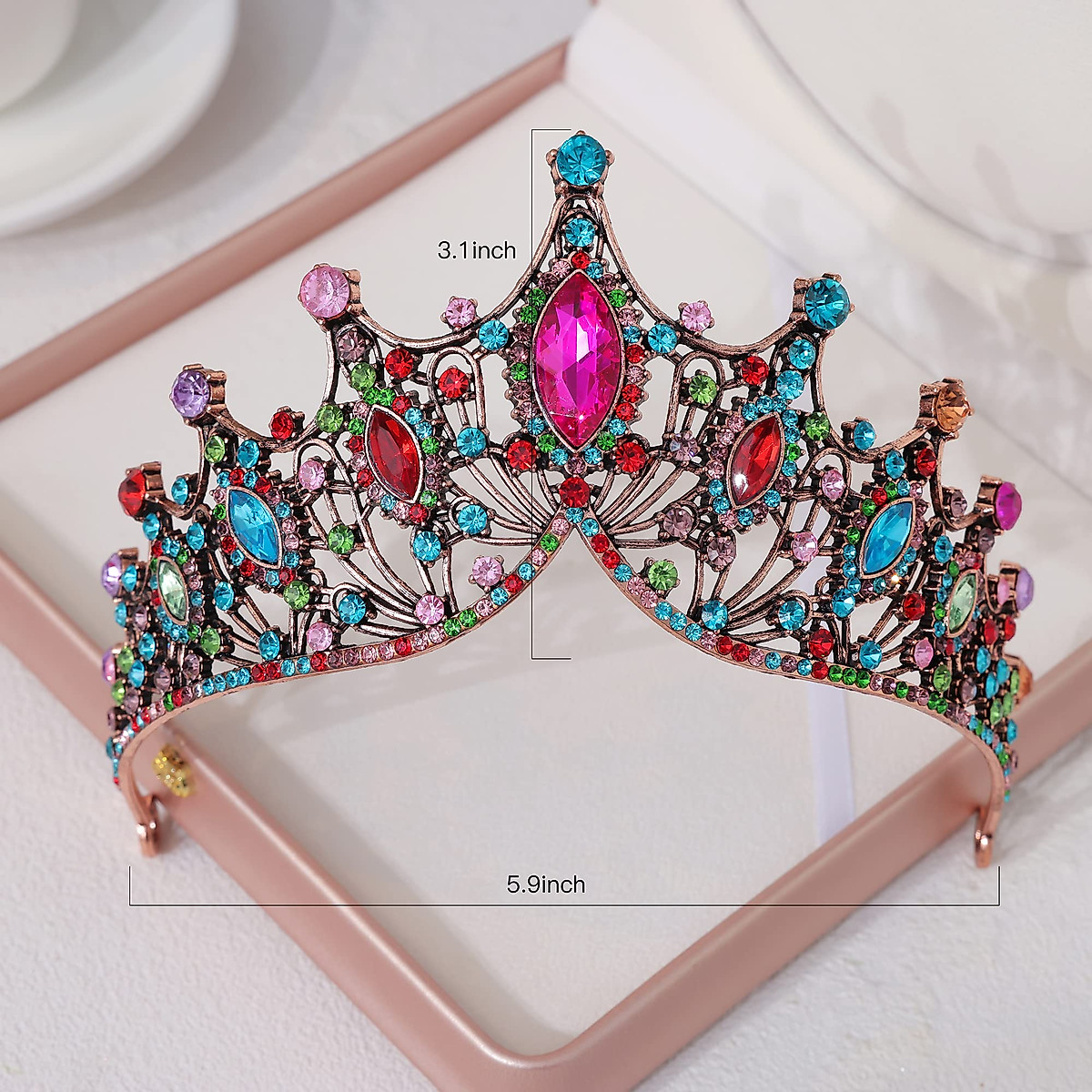 Kamirola Baroque Queen Crown,Rhinestone Wedding Bridal Crown and Tiaras Crystal Headband For Birthday Prom Pageant Party halloween… TR09 (Purple 13)