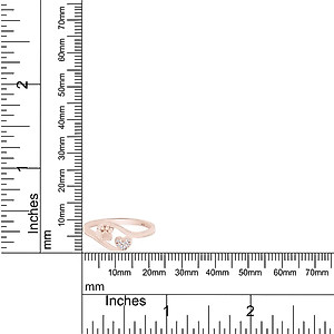 White Natural Diamond Accent Paw Print Heart Ring in 14k Rose Gold Over Sterling Silver (I-J Color, 0.03 Cttw) Ring Size-10