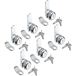 PRIZOM 6 Pcs Mailbox Lock, 5/8Inch Cabinet Locks and Cam Locks for Toolbox Keyed Alike, Secure Drawer and File Cabinet