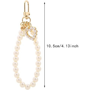 YSSZAM Gold Women's Imitation Pearl Chain Key Chain Backpack Key Pendant Accessories Key Ring Charm Gifts,Love Heart Women's Keyrings and Keychains