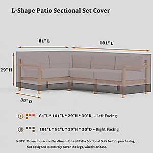 Outdoor Sectional Couch Cover, Patio L-Shaped Sectional Sofa Cover Waterproof, Heavy Duty 600D Oxford Lawn Patio Furniture Set Cover, Garden Furniture Cover 105''L/85 Lx34''Dx31''H Right Facing