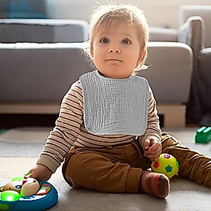 HBselect Muslin Baby Bibs 10 Pack,Unisex Baby Bibs with Bandana Drool Bibs Cotton, 10 Solid Colors Set for Feeding, Teething, Drooling