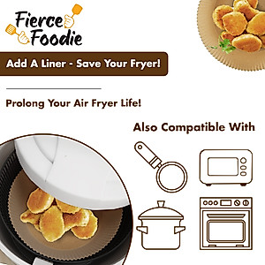 Fierce Foodie Air Fryer Disposable Paper Liner for Ninja Air Fryer, 100 PCS Round Air Fryer Liners for Ninja AF101 Air Fryer, Ninja AF150 Air Fryer XL and Ninja AF161, 8 Inch Parchment Paper