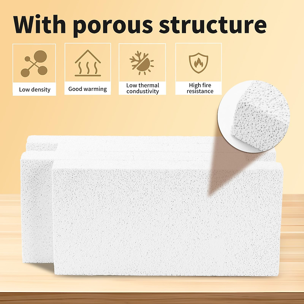 Fire Brick Insulating Fire Bricks for Wood Stove Forge(Pack of 24)2400F Rated FireBrick Clay Firebricks Replacement Insulation Fire Block for Grill Fireplace Fire Pit Kiln Pizza Oven (9"x4.5"x1.25")