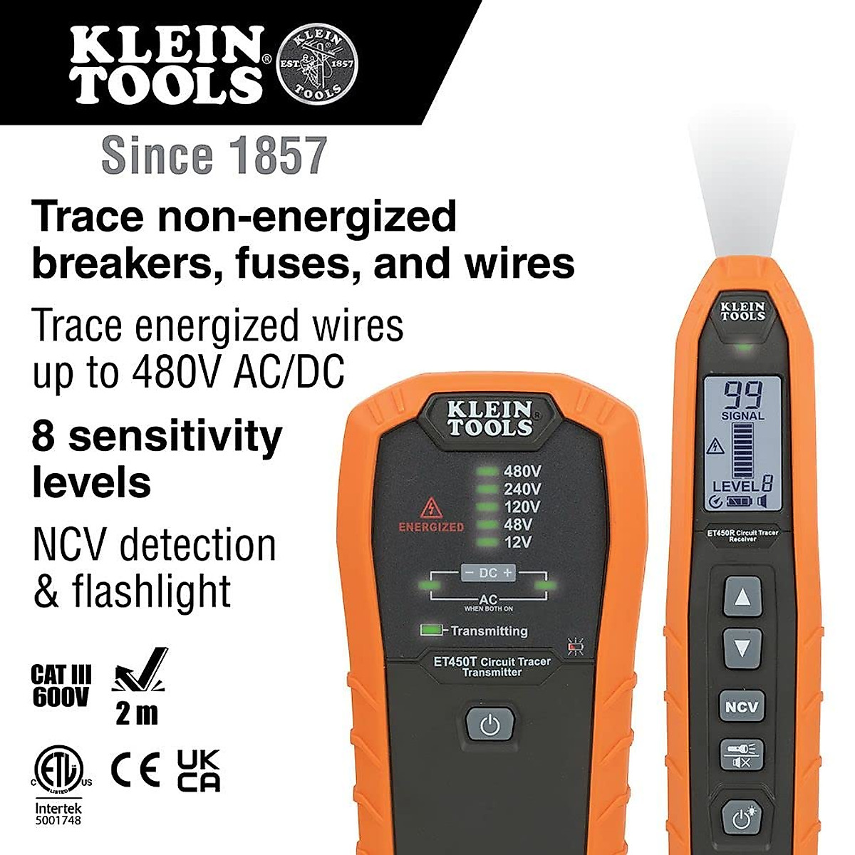 Klein Tools ET450 Advanced Circuit Breaker Finder and Wire Tracer Kit & VDV500-820 Cable Tracer with Probe Tone Pro Kit for Telephone, Internet, Video, Data and Communications Cables