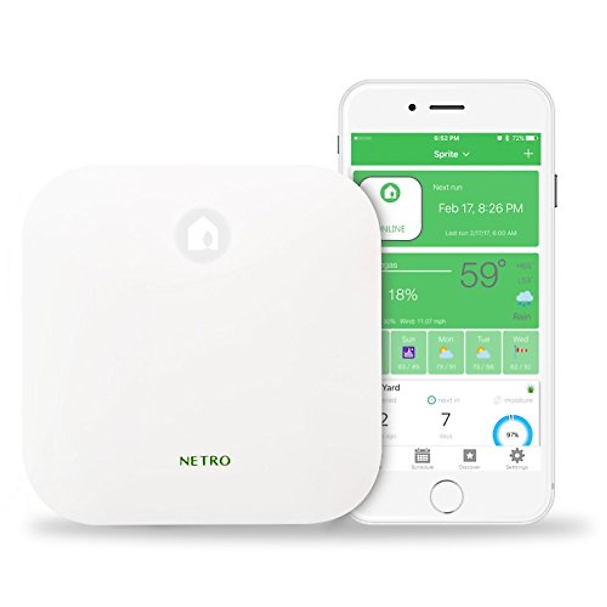 Netro Smart Sprinkler Controller, WiFi, Weather aware, Remote access, 6 Zone, Compatible with Alexa