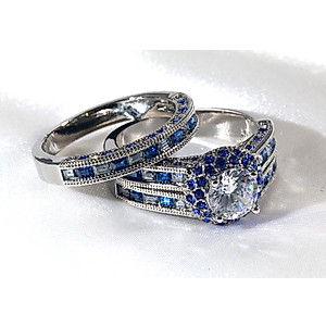 ringheart His Her Ring Couple Rings Matching Ring 1ct AAA CZ Womens Wedding Ring Sets for Him and Her Wedding Bands