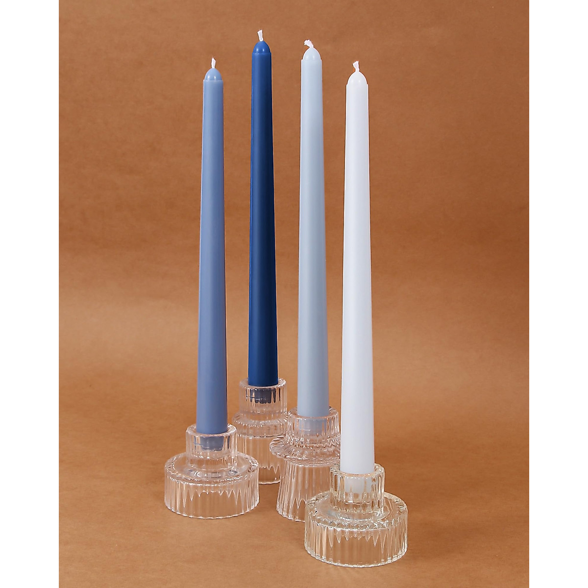 Viyffo 10 Inch Taper Candles Blue Set of 20 Unscented, Dripless, Smokeless Long Tall Tapered Candlesticks Wedding Home Decor Dinner-Natural Color Series