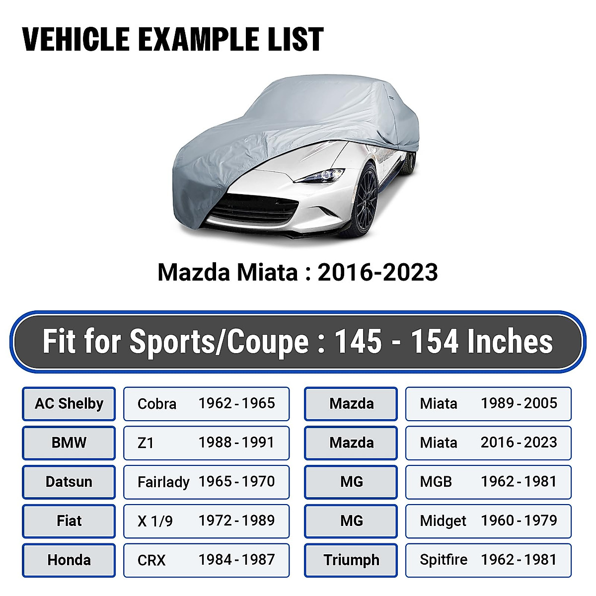 iCarCover 18-Layer Car Cover Waterproof All Weather | Premium Quality Car Covers for Automobiles, Ideal for Indoor and Outdoor Use, Fits Sedan/Coupe (210-216 inch)