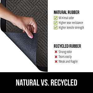 Gorilla Grip All-Season WeatherMax Doormat, Durable Natural Rubber, Stain and Fade Resistant, Low Profile, Indoor Outdoor Door Mats, Easy Clean Patio Entrance Mat, 17x29, Gray Diamond