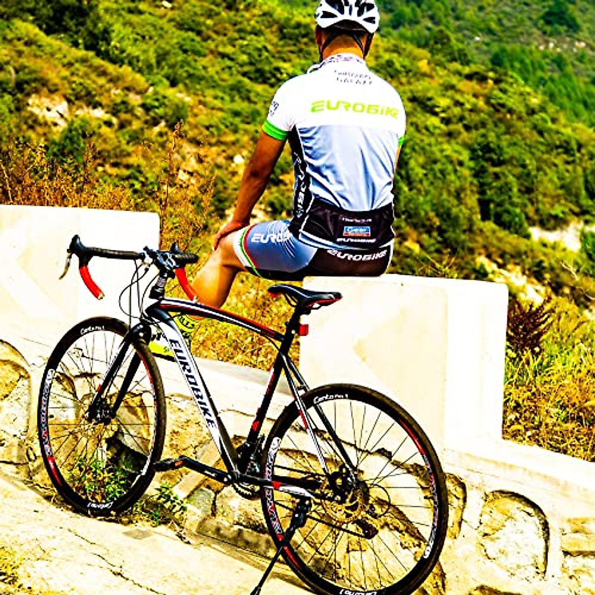 EUROBIKE Road Bike,54cm Frame Road Bicycle for Men and Women,21 Speed Adult Bike,Disc Brake 700C Bike,Blackwhite (Blackwhite-54cm)