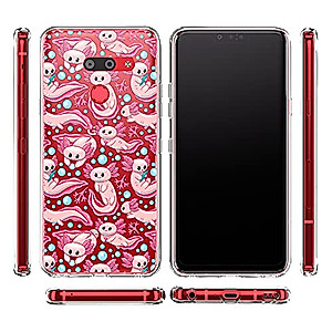 Slim TPU Phone Case Compatible with LG Velvet V60 V50 ThinQ 5G V40 V35 V30 Plus G7 G6 Ocean Axolotl Cute Soft Salamander Lightweight Lizard Clear Flexible Pink Silicone Sea Shockproof Cover
