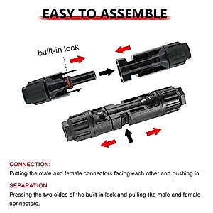KEDAKEJI 50PCS Solar Panel Connectors, Male/Female Solar Connectors, (25 Pairs Solar Connectors with 2pcs spanners)