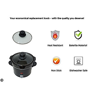 Melzon Cookware Universal Replacement Lid Knob – Heat Resistant, Bakelite Kitchen Pot Lid Handle, Black w/Silver Lining (1)