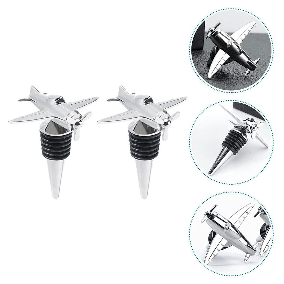 Cabilock 6 pcs Metal Wine metal wine plug wine stopper insert red wine bottle stopper Bottle Stopper Airplane