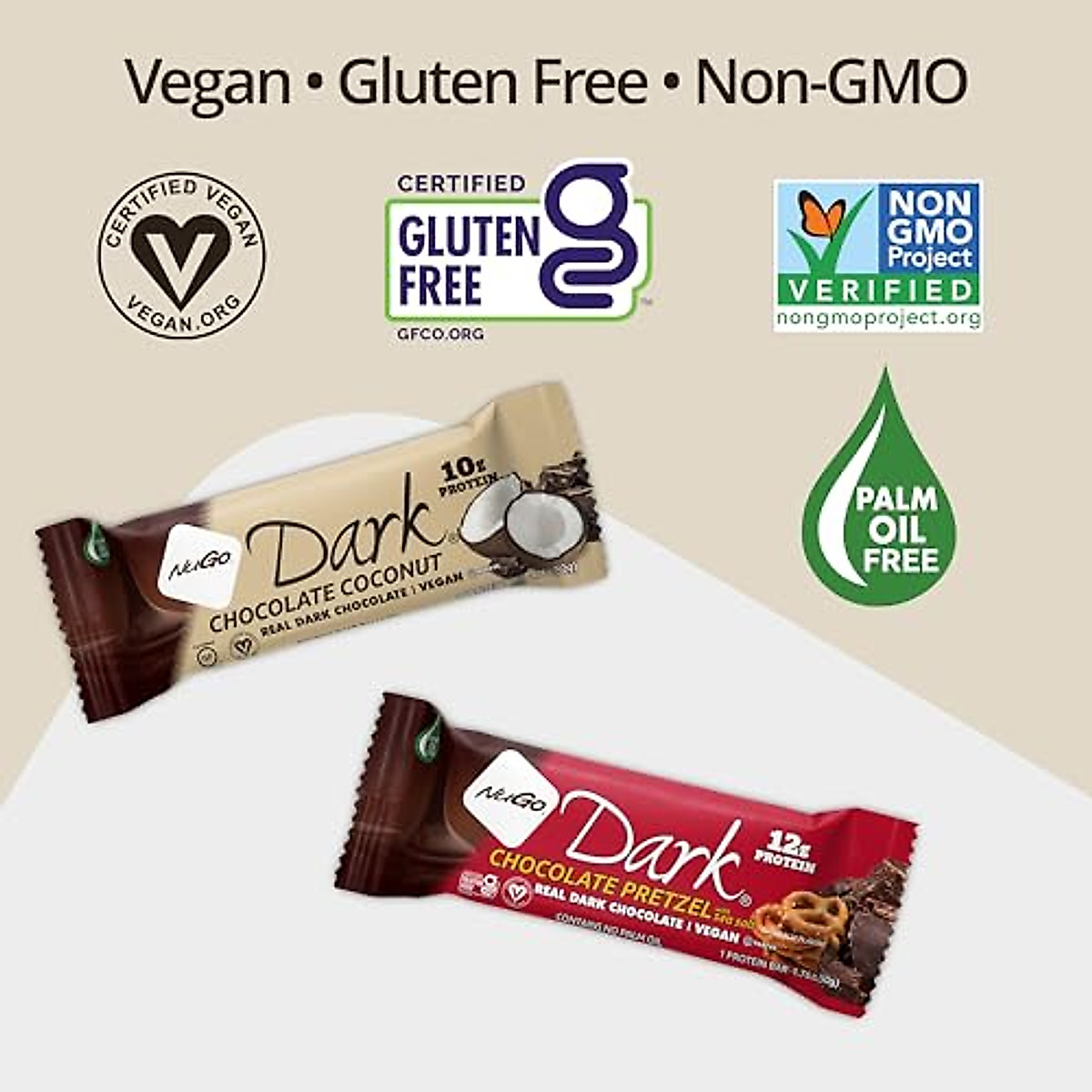 NuGo Dark Pretzel and Sea Salt, 12g Vegan Protein, 200 Calorie, Gluten Free, 24 Count