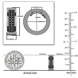 Dazzlingrock Collection Round Black Diamond Double Row Unisex Hoop Earrings in Black Plated 925 Sterling Silver