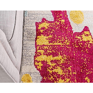 Unique Loom Estrella Collection Distressed, Colorful, Abstract, Modern Area Rug, Rectangular 7' 0" x 10' 0", Multi/Beige