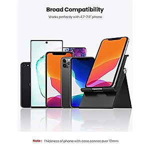 UGREEN Cell Phone Stand Holder Desk Adjustable iPhone Stand Small Foldable Portable Compatible with iPhone 14 13 12 Pro Max 11 SE, Samsung Galaxy Ultra S22 Black