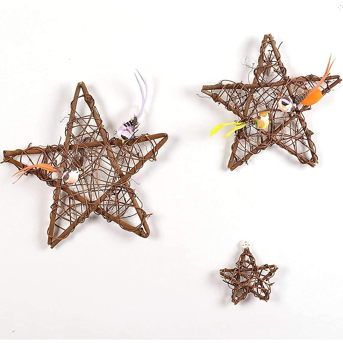 Star Wreath Natural Grapevine Rings Wicker Rattan Branch Wreath Stick Wreath Vine Wreath for Home Garden Wedding Hanging Decor (6 inches)