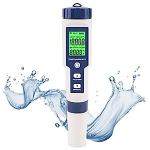 Generic 5-in-1 Pool Salt Tester & pH Meter with Temperature, TDS, EC: High Accuracy Water Analyzer for Pools, Spas, Drinking Water, Aquariums & Hydroponics