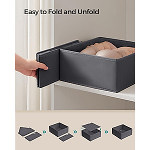 SONGMICS Drawer Organizer, Dresser Drawer Organizers, Set of 6, Foldable Fabric Storage Bins for Socks, Underwear, Bras, Ties, Scarves, Slate Gray URDZ06GV1