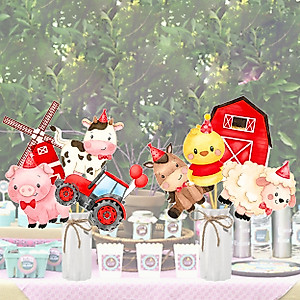 32pcs Farm Animal Centerpiece Sticks Farm Birthday Party Centerpiece Decorations Farm Theme Table Toppers for Barnyard Birthday Barn Party Baby Shower Supplies