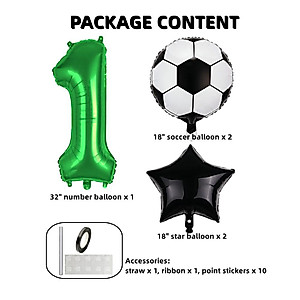 Soccer Balloons 11th Birthday Decoration for Boys, Soccer Birthday Party Supplies World Cup Soccer Party Decorations Foil Mylar Green 11 Soccer Sports Theme Party Supplies Favors Anniversary Decor