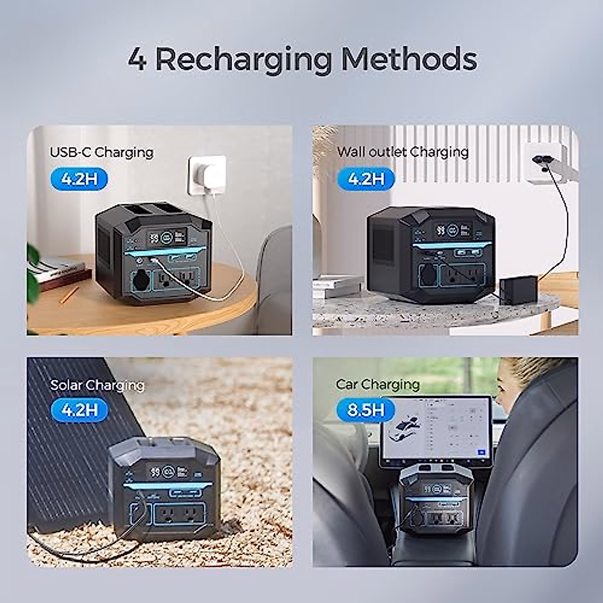 Renogy Portable Power Station Camping, 222Wh Backup Lithium Battery of Fast Recharging, w/Two 120V/200W Pure Sine Wave AC Outlets, Solar Generator for Outdoor Camping Travel, Compatible with PV Input